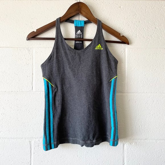 adidas | Tops | Adidas Charcoal Gray 3 Stripe Active Workout Racerback ...